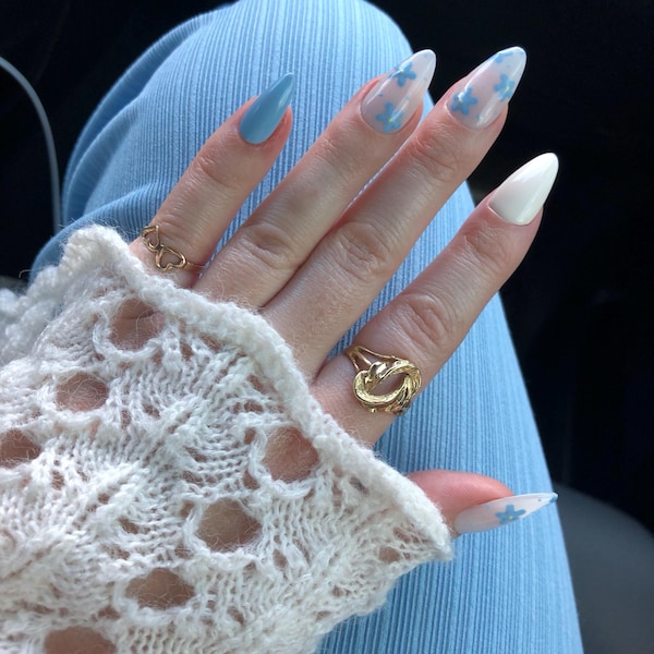 FAYE Fairycore Aesthetic Press on Nails Jade Aurora Nails Lily Pond ...