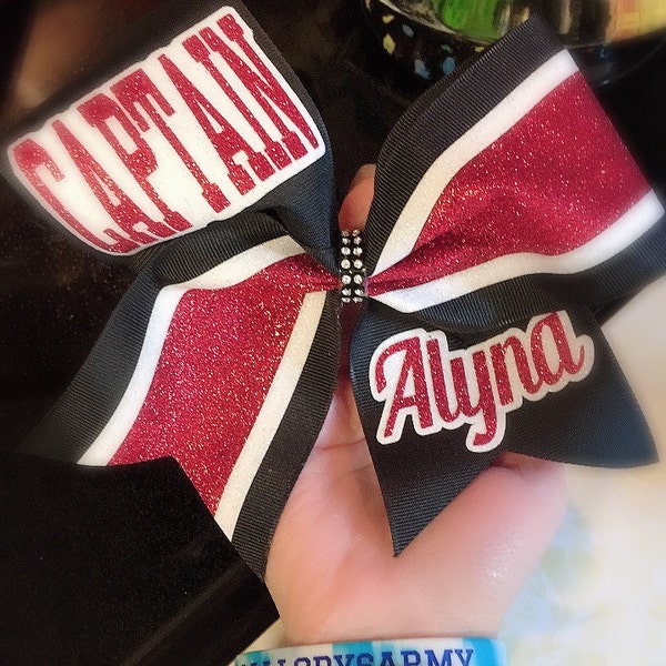 Cheer Bow Custom Black Red White School Initials / Name School Team ...