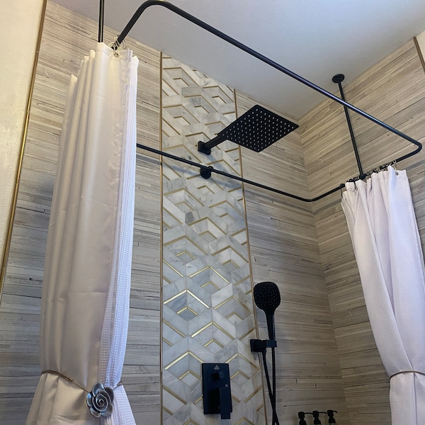 Rectangle Shaped 360 Degrees Shower Curtain Rod for Bathroom, Fitting ...