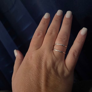 Dainty Hammered Tri Color Band Set//sterling Silver Yellow | Etsy