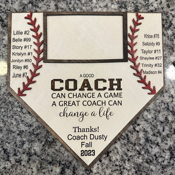 Baseball Coach End of the Year Gift With Team Picture and Team Names ...