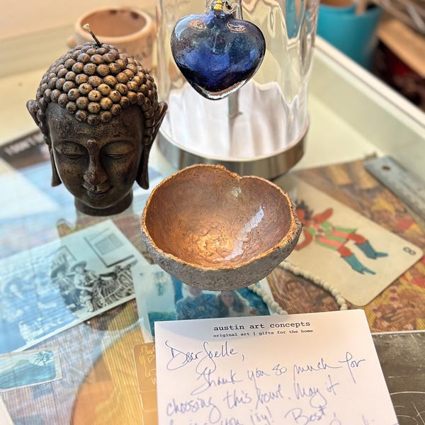 Small Handmade Concrete Bowl With Gold Interior; Unique Gift for ...