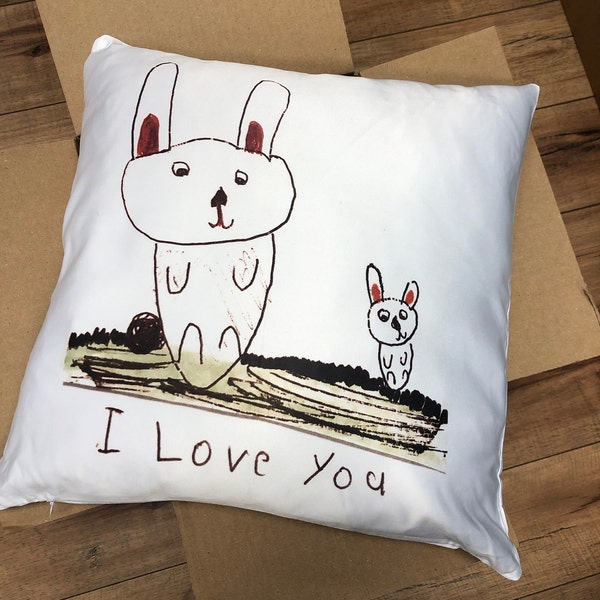Kids Drawing Printed on Pillowcase- Personalized Custom Pillow- Kids ...