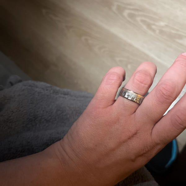 Crosshatch Titanium Band With 14k Yellow Gold Inlay - 6mm Mens Band ...