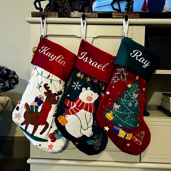 Personalized Christmas Stockings Luxury Velvet Stocking Embroidered ...