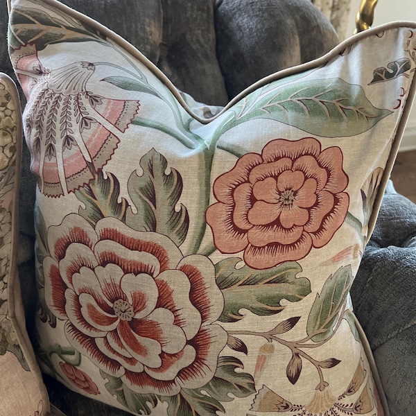 Manuel Canovas - Tiana - Rose / Orange - Glamorous Designer Cut Velvet Cushion Cover - Handmade ...