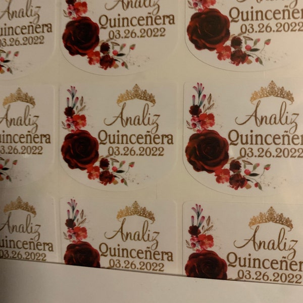 Quinceañera Labels, Quinceañera Sticker, Sweet 16 Birthday Labels ...