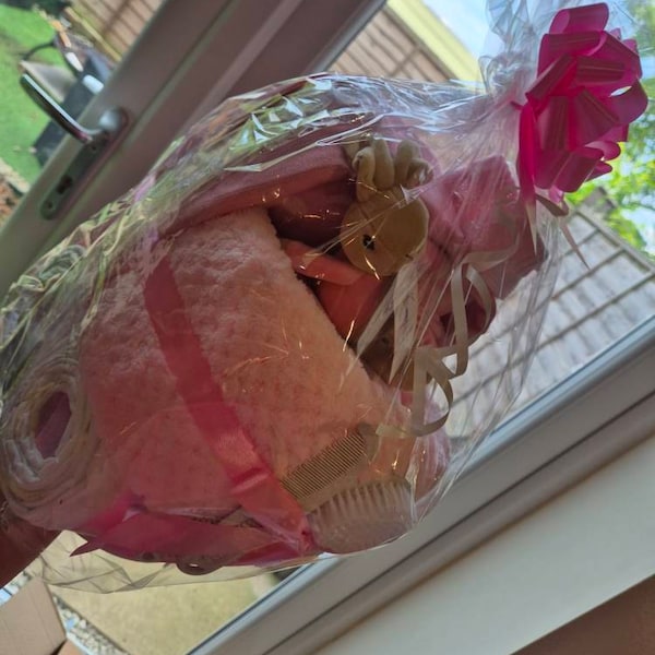 Nappy Cake Pram, Baby Girl Hamper, Pink Baby Shower, New Baby Gift ...