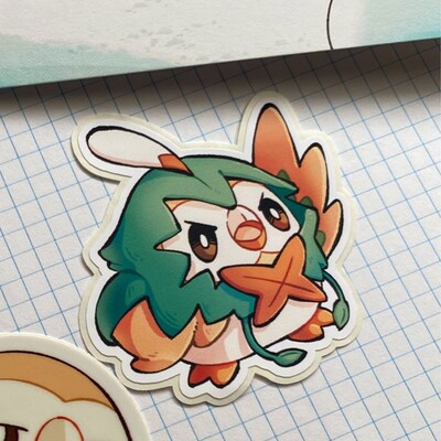 Rowlet Cosplaying as Decidueye Matte Vinyl Sticker - Etsy
