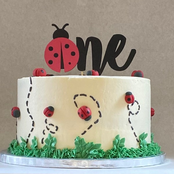 Lady Bug ONE Cake Topper, Girl First Birthday, Ladybug Birthday, First ...