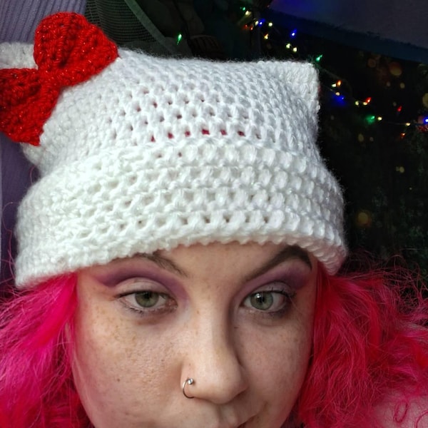 Crocheted Split Cat Beanies With Sliver Charms, Chains and Other ...
