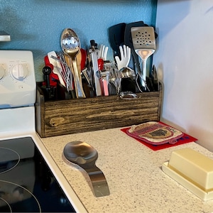 Handcrafted Wooden Utensil Holder Utensil Caddy Kitchen Organizer - Etsy