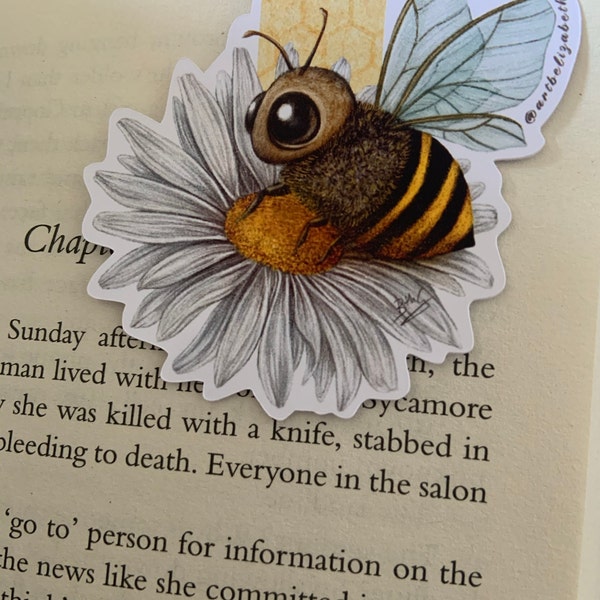 Magnetic Bookmark Bee and Daisy | Double-sided Printed | Cute Bee ...