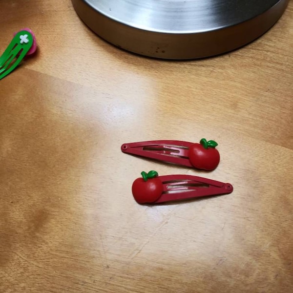 Apple Snap Hair Clips - Pack of 2 - Red - Etsy