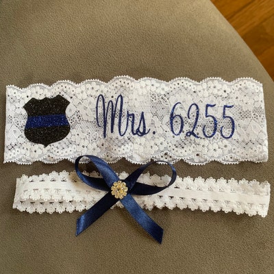 Police Garter Police Wife Thin Blue Line Garter Garter - Etsy