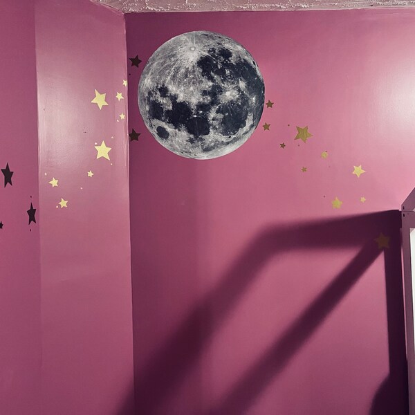 Full Moon Wall Sticker, Moon Wall Sticker, Space Wall Sticker, Moon ...