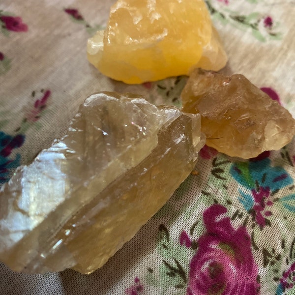 GOLDEN YELLOW CALCITE Crystals (grade A Natural) Rough Crystal Stones ...