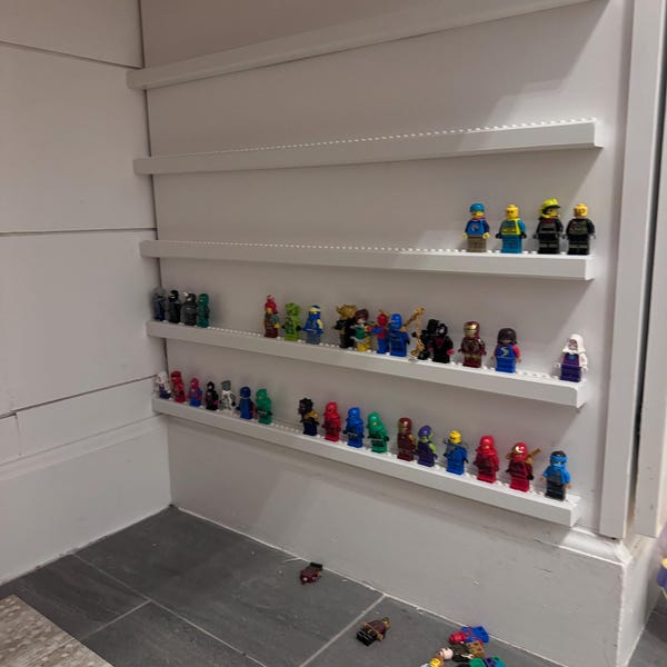 Floating Hardwood Minifigure Display Shelf – ONE (1) - White or Black ...