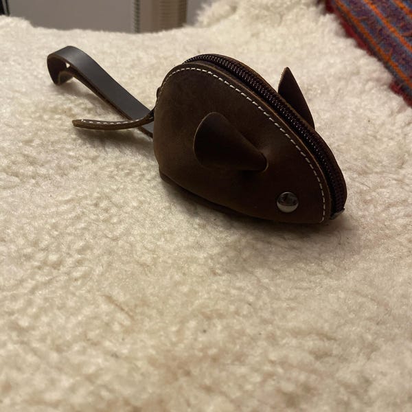 Leather Mouse Coin Purse, Handmade Leather Coin Purse, Genuine Leather ...