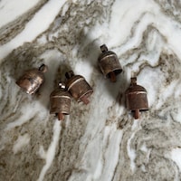 RUSTIC FARMHOUSE BELLS 5 Rough Hewn Gold Bells W/ Wooden Clappers in 6 ...