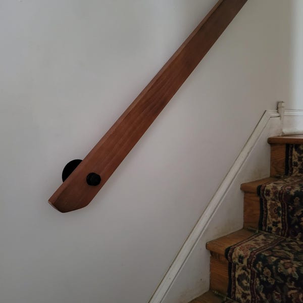 Round Wooden Stair Handrail Kit, Wooden Wall Handrail, Stair Handrail ...