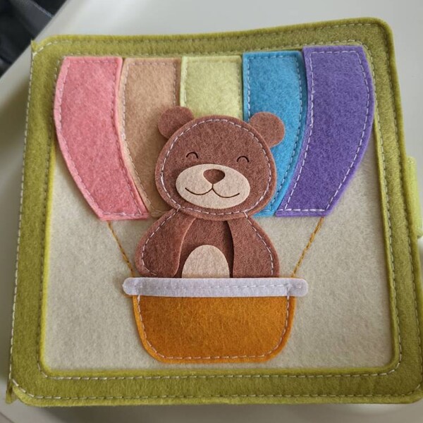 Mini Quiet Book for Toddler, Bear Quiet Book, Montessori Book Pretend ...