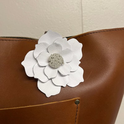 White Flower Purse Charm, Single Magnolia Flower Purse Charm, Genuine ...