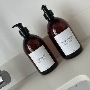 White Label Collection PLASTIC 300ml/500ml Reusable Amber Pump Bottle ...