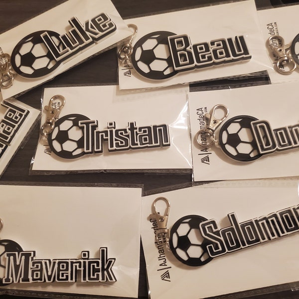 3D Soccer Name Tag Keychain. Soccer Bag Tag. Soccer Keychain. Big ...
