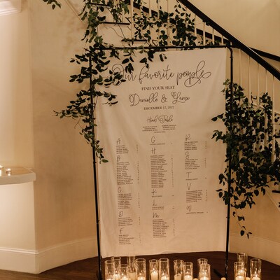 Fabric Backdrop Wedding Seating Chart, Personalized Seating Chart ...