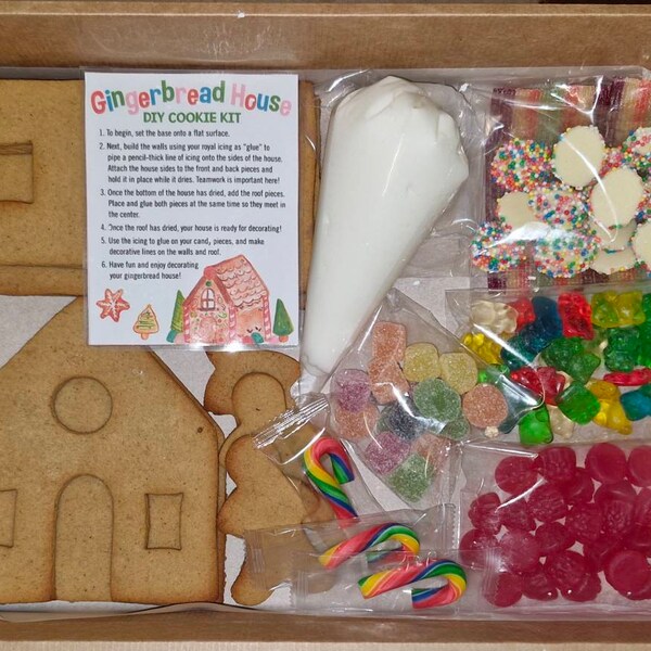 Gingerbread House DIY Cookie Kit Instructions Card 4"x5", Christmas ...