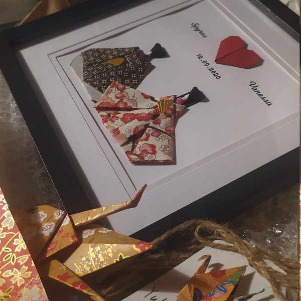 Personalised Origami Bride and Groom 3D Frame Art: Wedding Gift ...