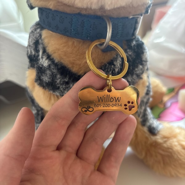 Cute Dog Tag Personalized for Dog, Custom Bone Dog Tags, Dog Name Tags ...