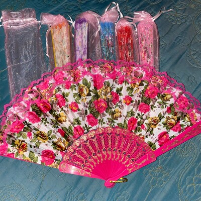 Set of 6/12/50/75/100 White Summer Glitter Beige Ivory Gold Folding Fan ...