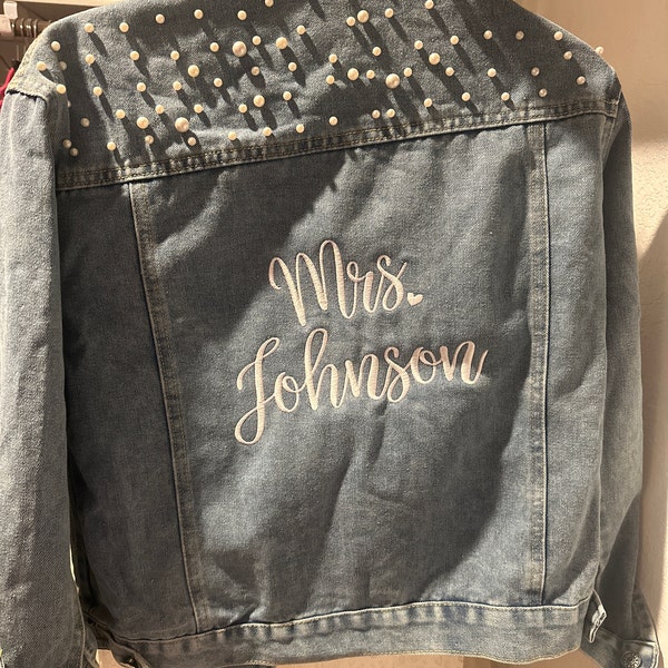Embroidered Pearl Bride Jean Jacket - Etsy