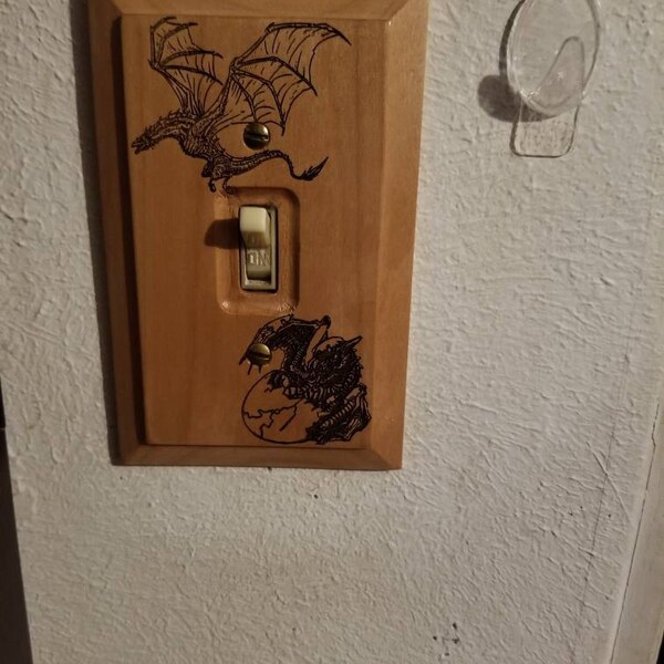 Handmade Engraved Single Light Switch Cover Plate Dragon and Hatchling ...