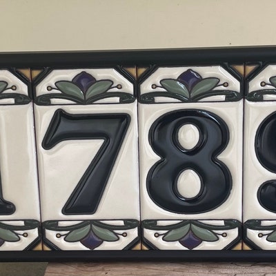 House Numbers Address Tiles Framed Set Custom Address Tiles Sign Hand ...