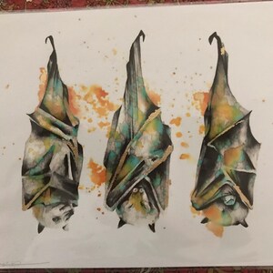 MONSTER MASH Watercolor Print on Paper Art Print Bat Bats - Etsy