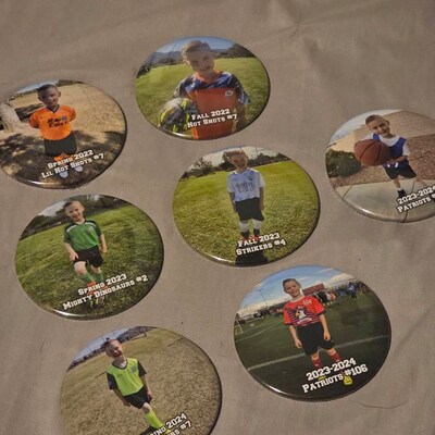 Custom Photo Magnet 3 1/2 Inch Button Magnet personalized Sport Photo ...