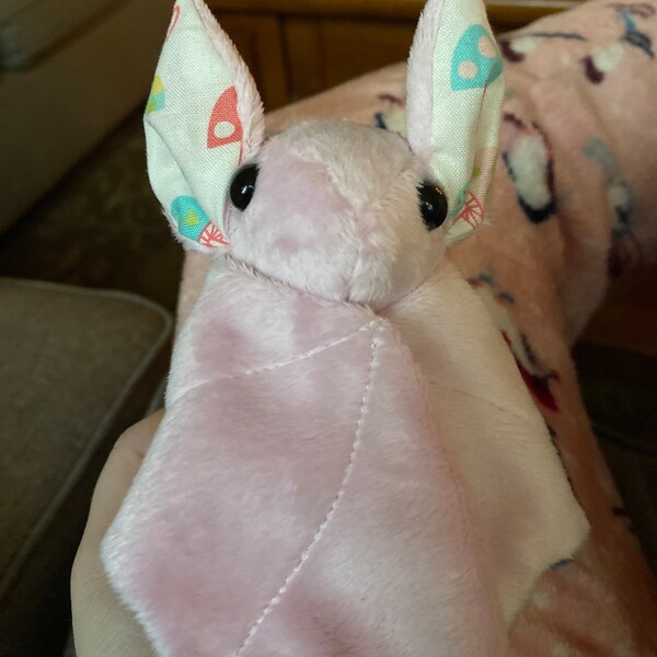 Light Pink Mushroom Fabric Bat Plush, Stuffed Animal, Softie - Etsy
