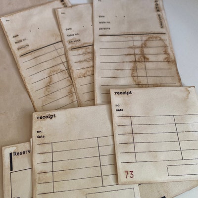 Coffee Stained Receipt Prints, Vintage Restaurant Receipt Replicas ...