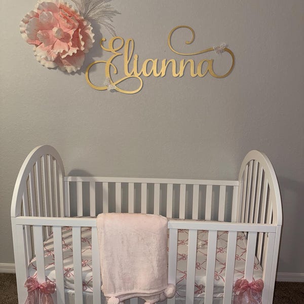 Girly Swirly Calligraphy Laser Cut Name Sign for Above a Bed or Crib - Etsy