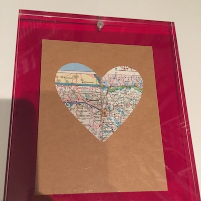 Long Distance Relationship Card, Heart in Two Places - Etsy