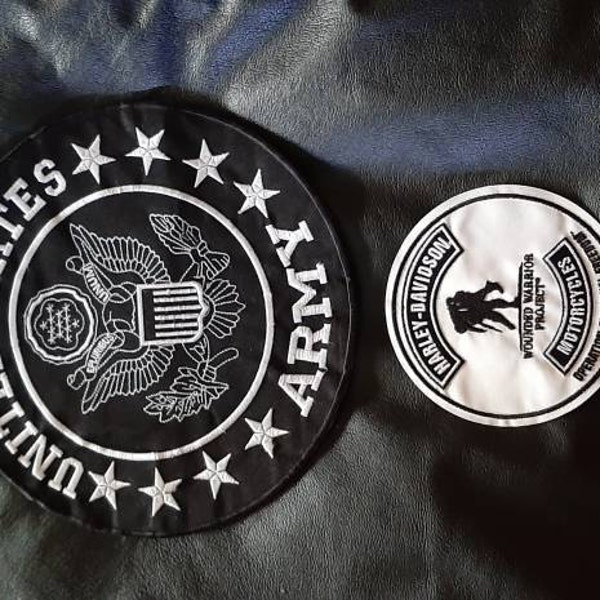 Large US Army Iron on Patch 10 Inch Black and White Round Back Patch ...