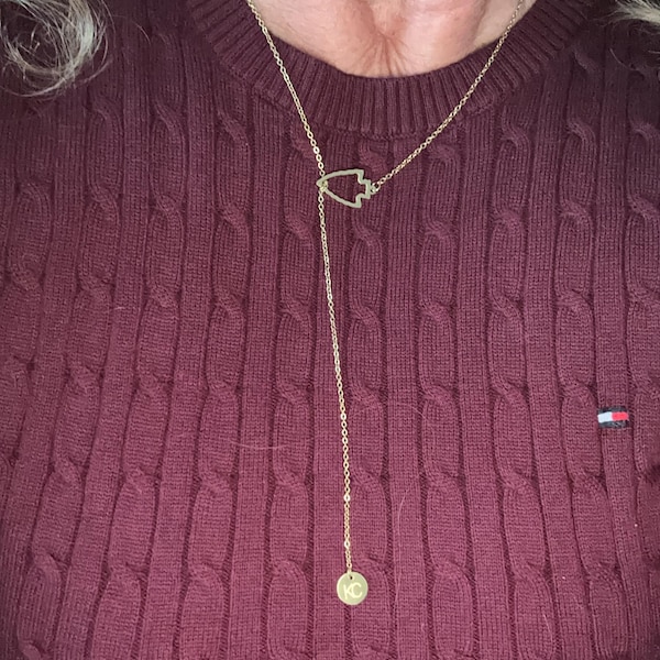 Kansas City Inspired Lariat Chief Y Necklace Gold Mini Arrowhead KC ...