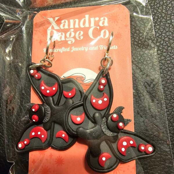 Mothman Earrings Cute Kawaii Mothman Prophecies Polymer Clay Dangles - Etsy