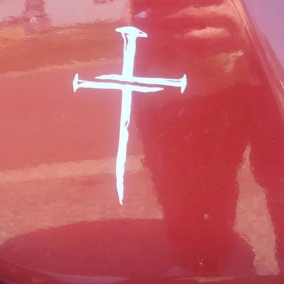 Three Nail Cross Vinyl Decal - Etsy