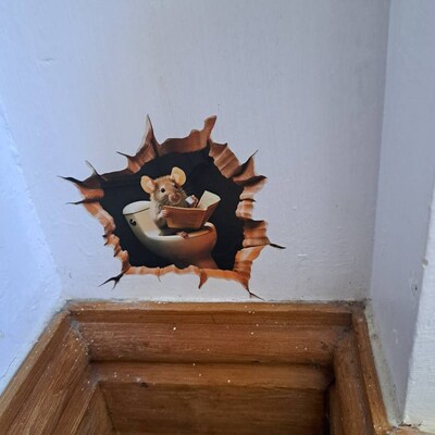 3D Mouse Reading Book Sticker Mousehole Decal Mouse Wall Sticker Funny ...