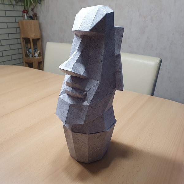 Gift Box for Wine, Moai Papercraft, PDF Template,diy, Pepakura Moai ...