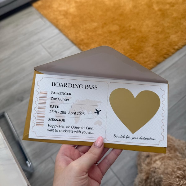 Personalised Holiday Scratch Card, Boarding Pass Scratch Reveal ...